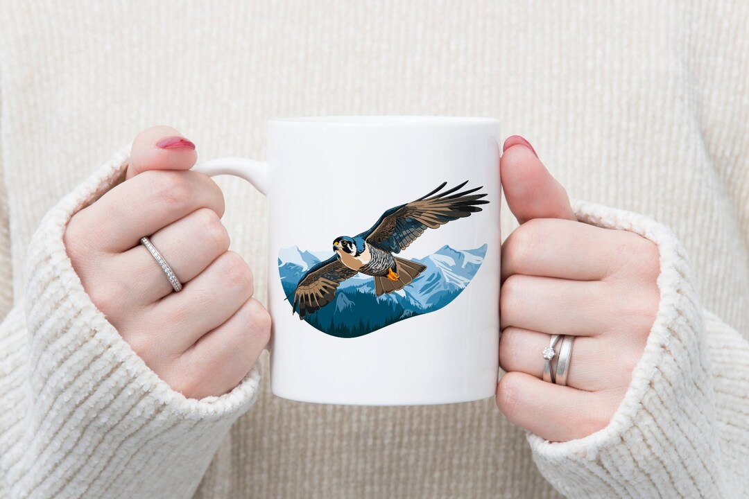 Majestic Flying Falcon Mountain Scene Coffee Mug, Bird Lover Gift ...