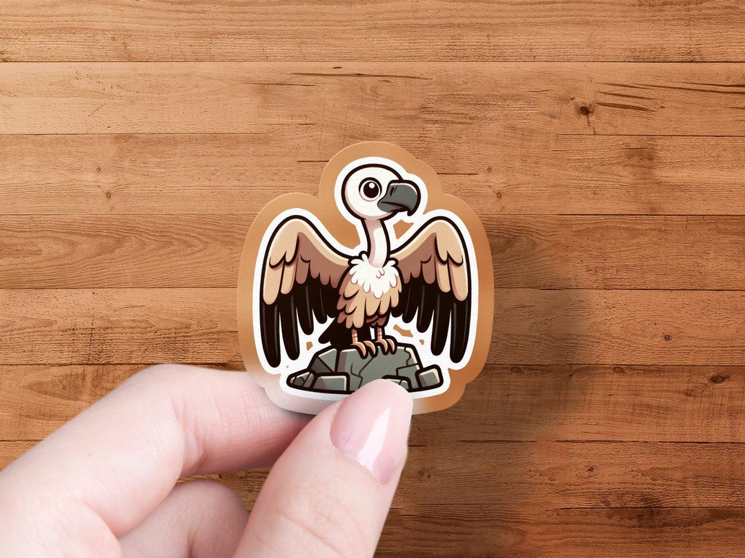 Cute Vulture Sticker, Adorable Bird Sticker, Cartoon Vulture Decal ...