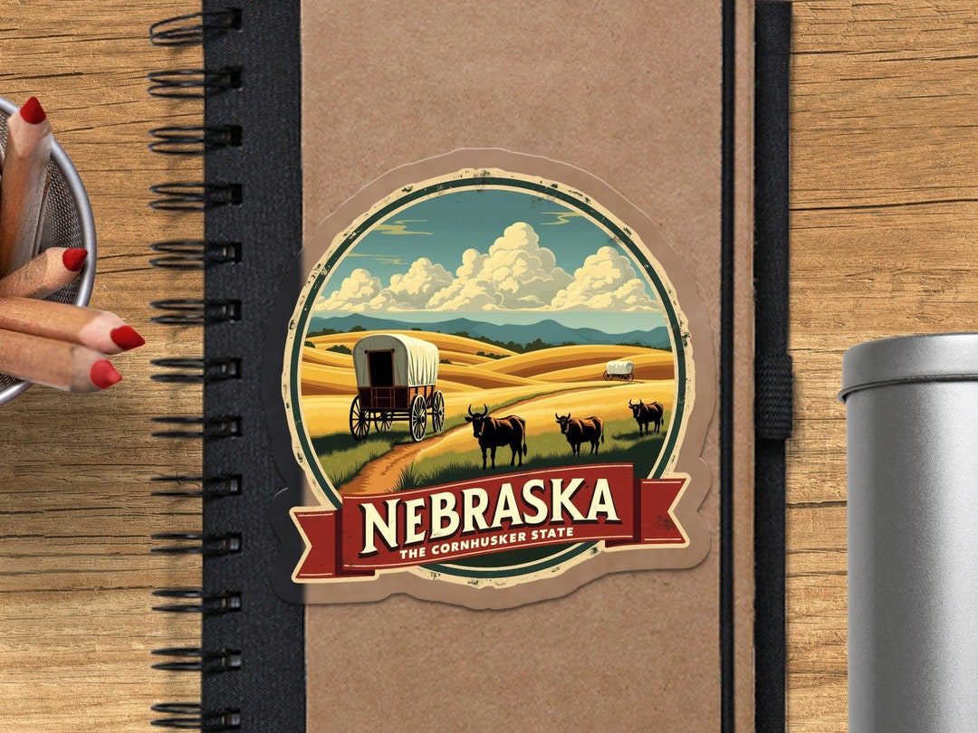 Nebraska State Sticker, Cornhusker State Decal, Vintage Style Nebraska ...