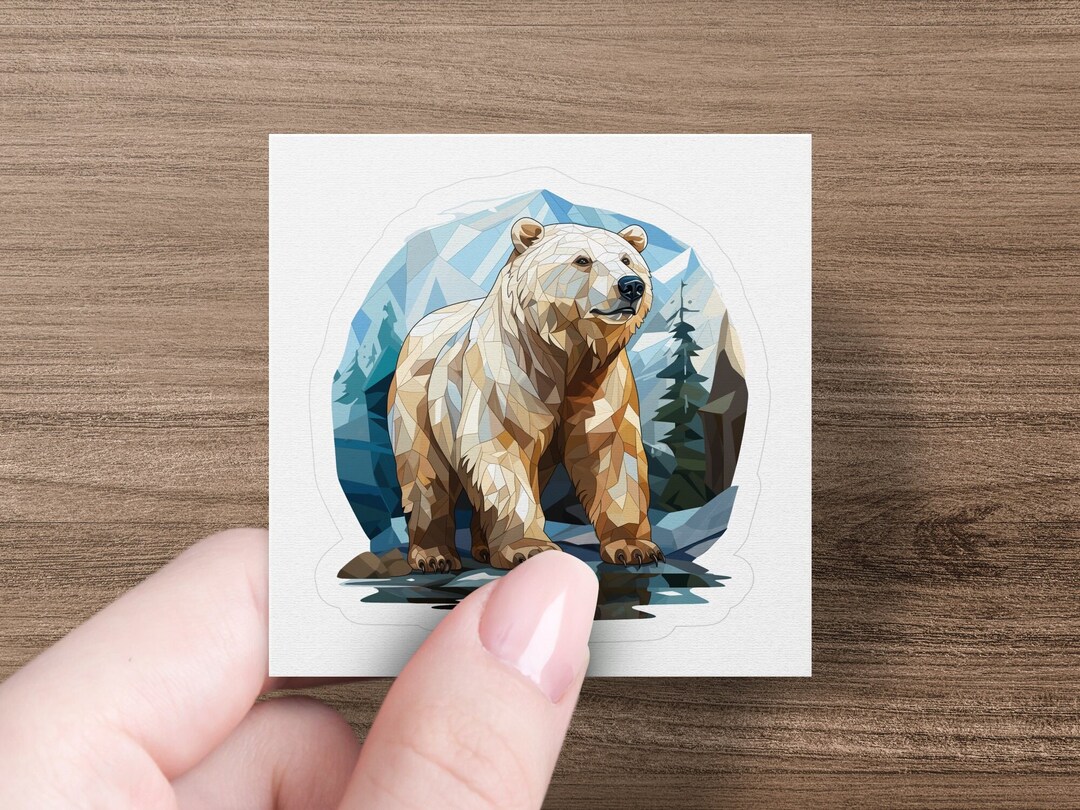 Polar Bear Sticker, Geometric Polar Bear Design, Polar Bear Fan Gift ...