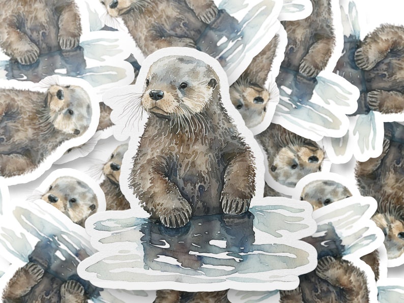 Sea Otter Sticker, Vinyl Decal, Matte Vinyl Sticker, Water Bottle ...