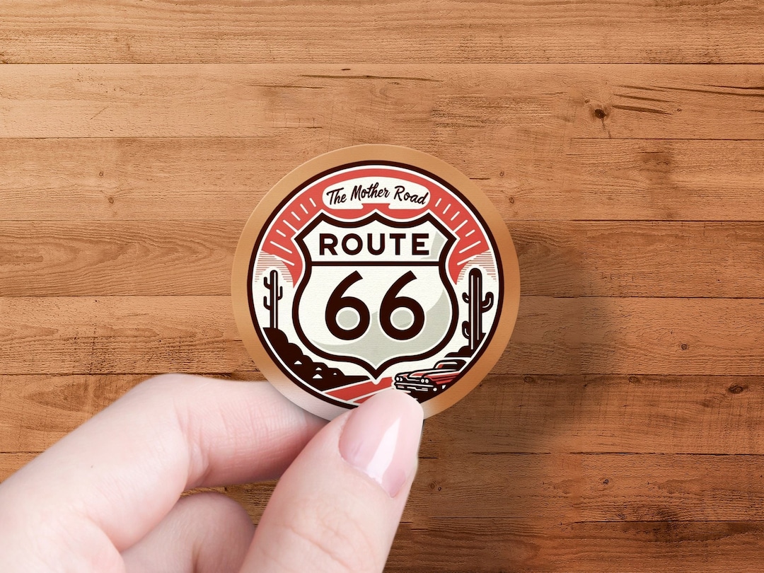Vintage Route 66 Sticker, Travel Decal, Retro American Highway Emblem ...
