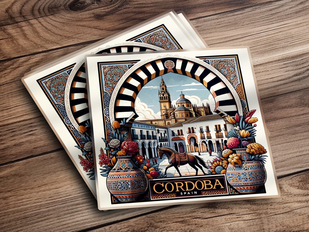Cordoba Spain Travel Sticker, Decorative Laptop Decal, Vintage Style ...