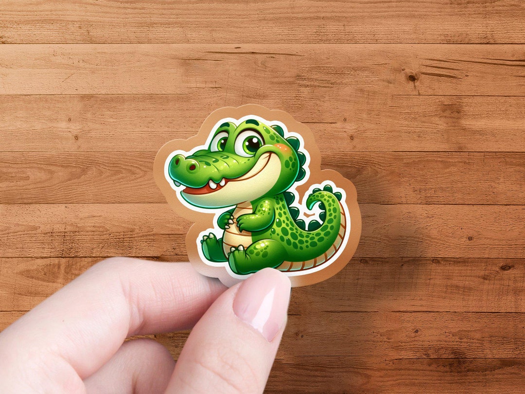 Cute Kawaii Alligator Sticker, Cartoon Crocodile Decal, Fun Animal ...