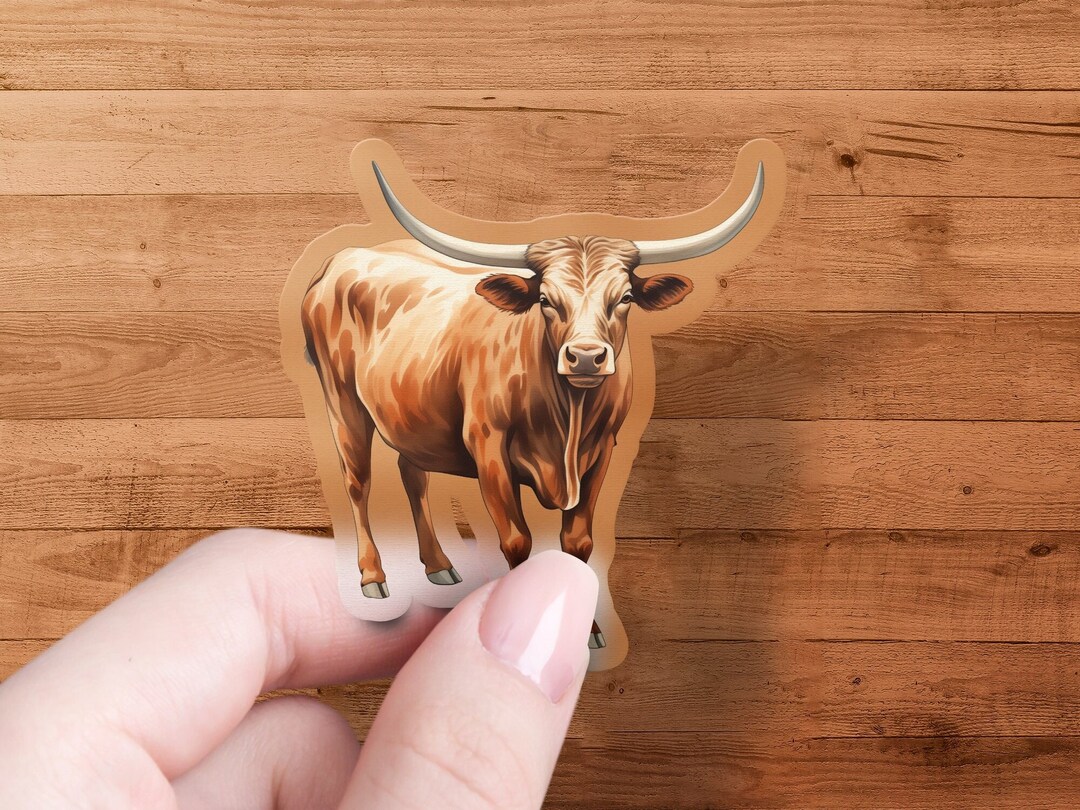 Longhorn Sticker, Animal Decal, Laptop, Car Window Decal, Water Bottle ...