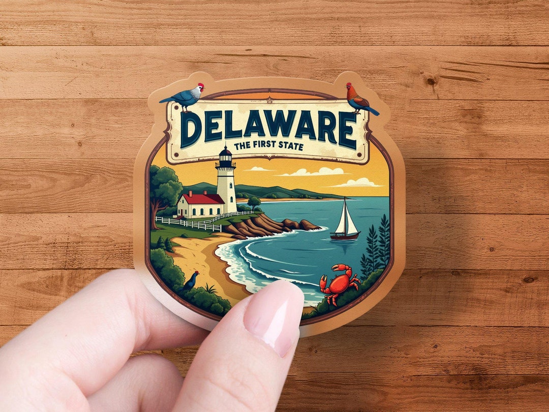 Vintage Delaware Sticker, the First State Vinyl Decal, Retro Lighthouse ...