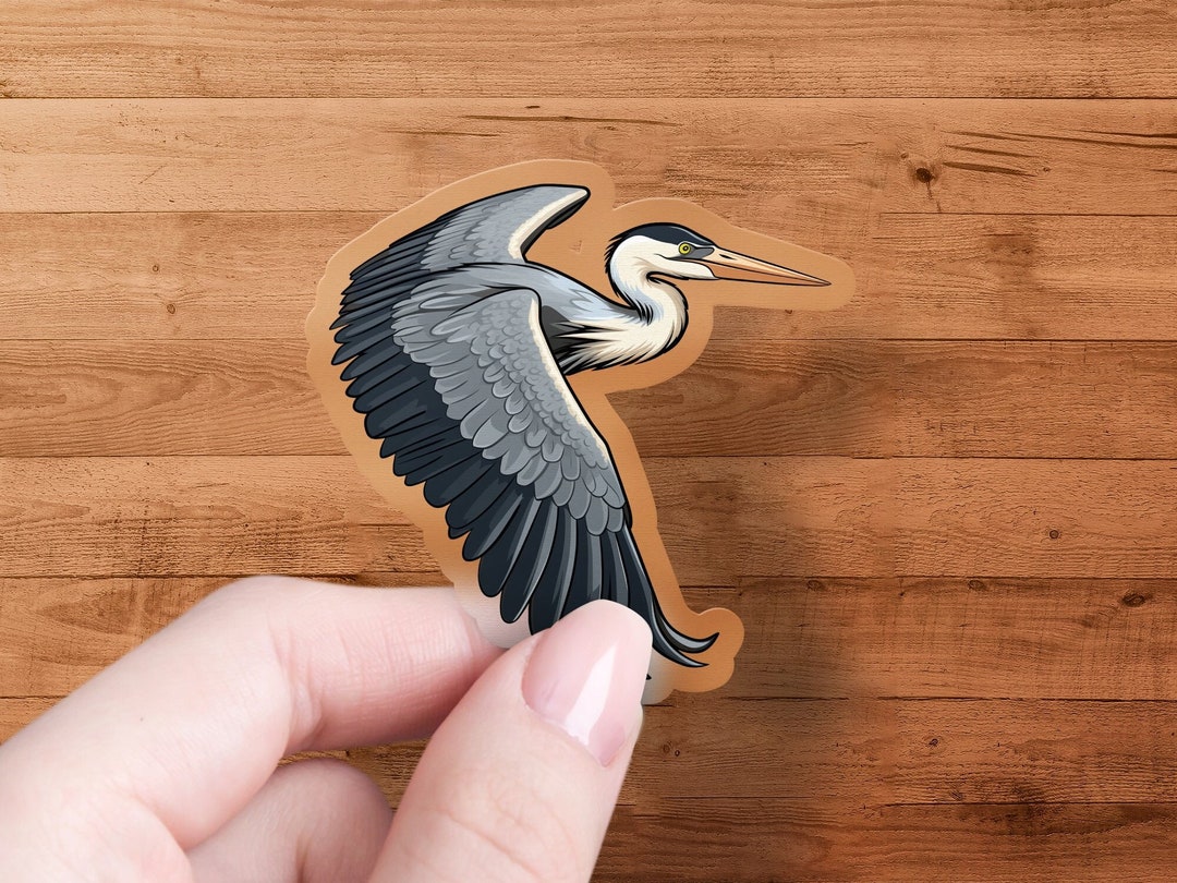Great Blue Heron Sticker, Bird Watcher Decal, Laptop, Car Window Decal ...
