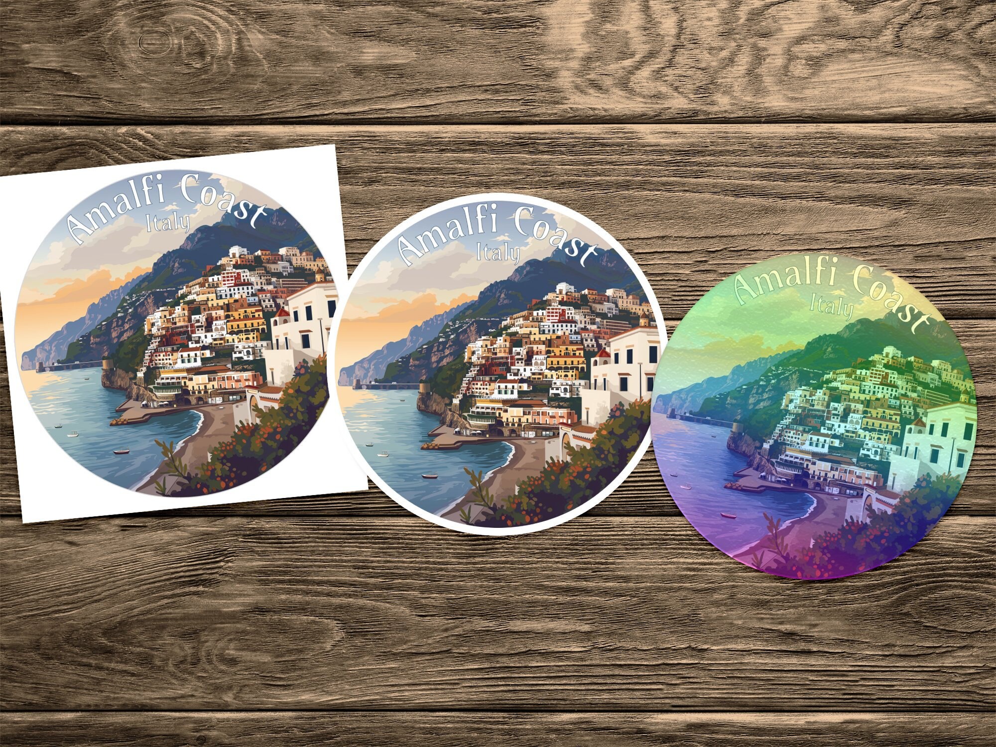 Amalfi Coast Italy Vintage Travel Sticker, Italian Riviera Laptop Decal ...