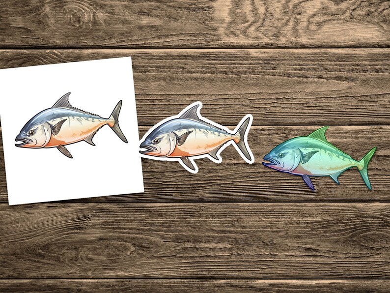 Amberjack Sticker, Animal Decal, Laptop, Car Window Decal, Water Bottle ...