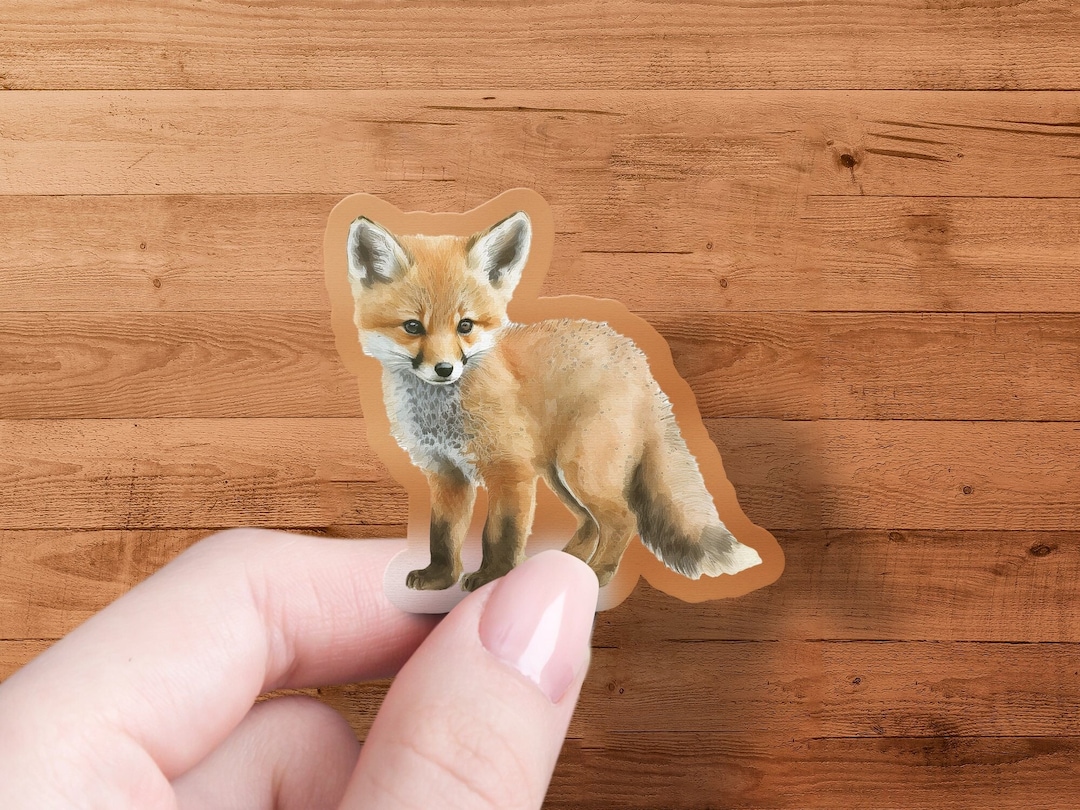 Baby Fox Sticker, Cute Animal Decal, Laptop, Car, Water Bottle, Premium ...