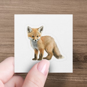 Baby Fox Sticker, Cute Animal Decal, Laptop, Car, Water Bottle, Premium ...