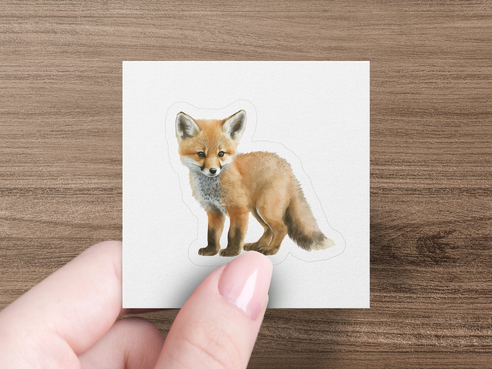 Baby Fox Sticker, Cute Animal Decal, Laptop, Car, Water Bottle, Premium ...