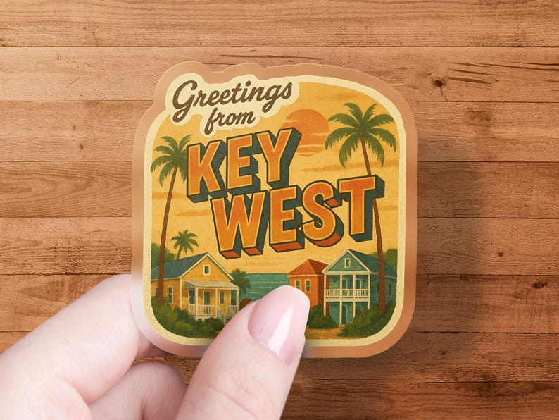 Key West Sticker, Retro Travel Decal, Greetings From Florida Keys ...