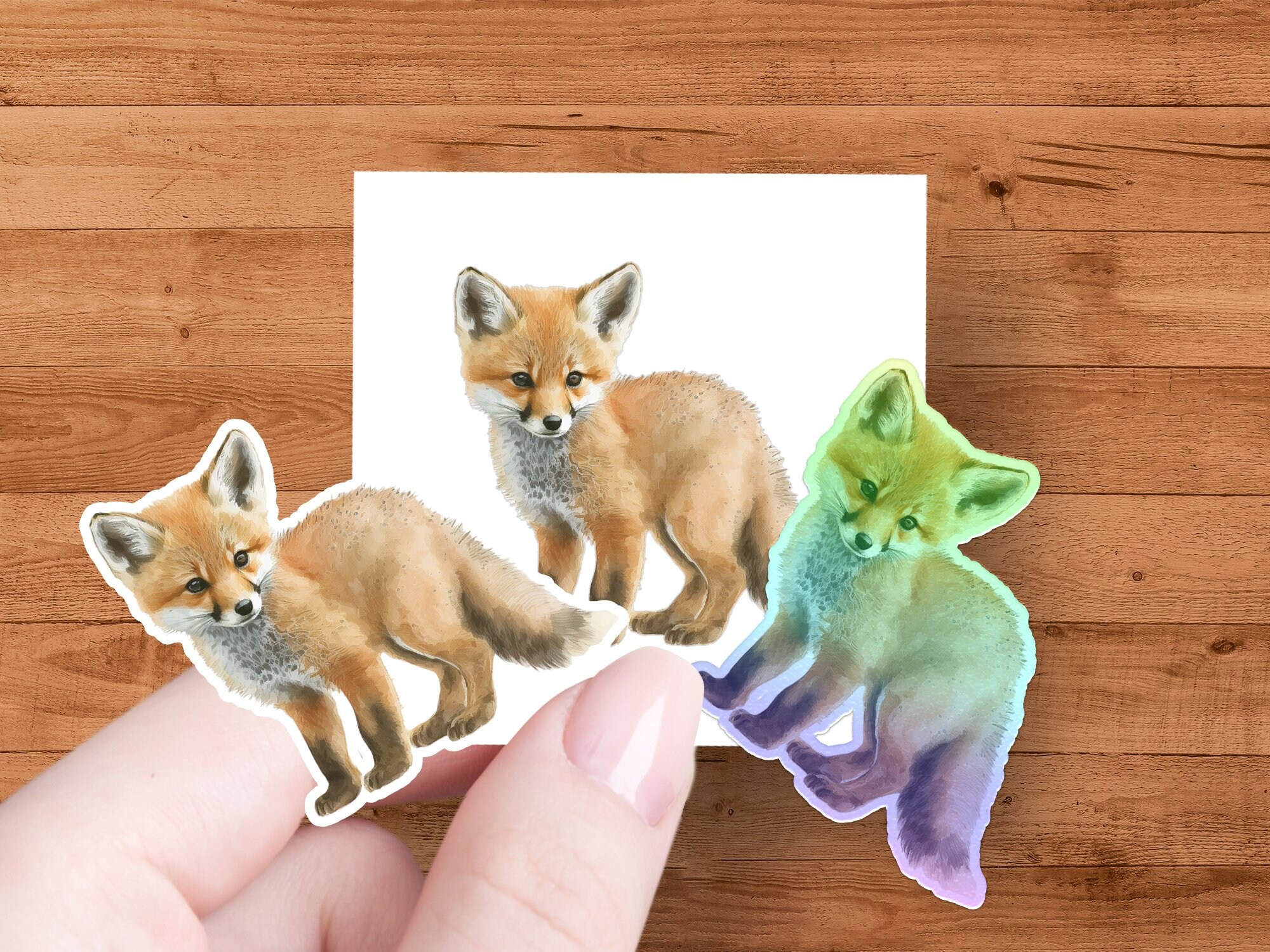 Baby Fox Sticker, Cute Animal Decal, Laptop, Car, Water Bottle, Premium ...