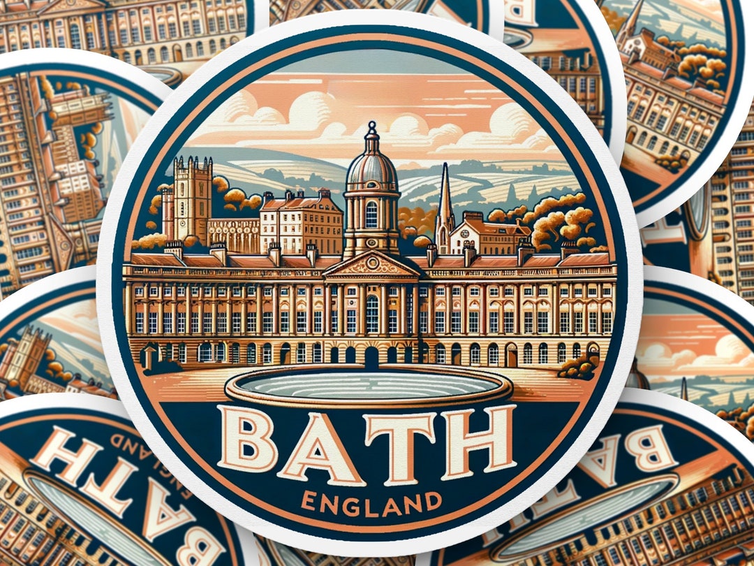 Vintage Bath England Travel Sticker, Aesthetic Laptop Decal, Waterproof ...