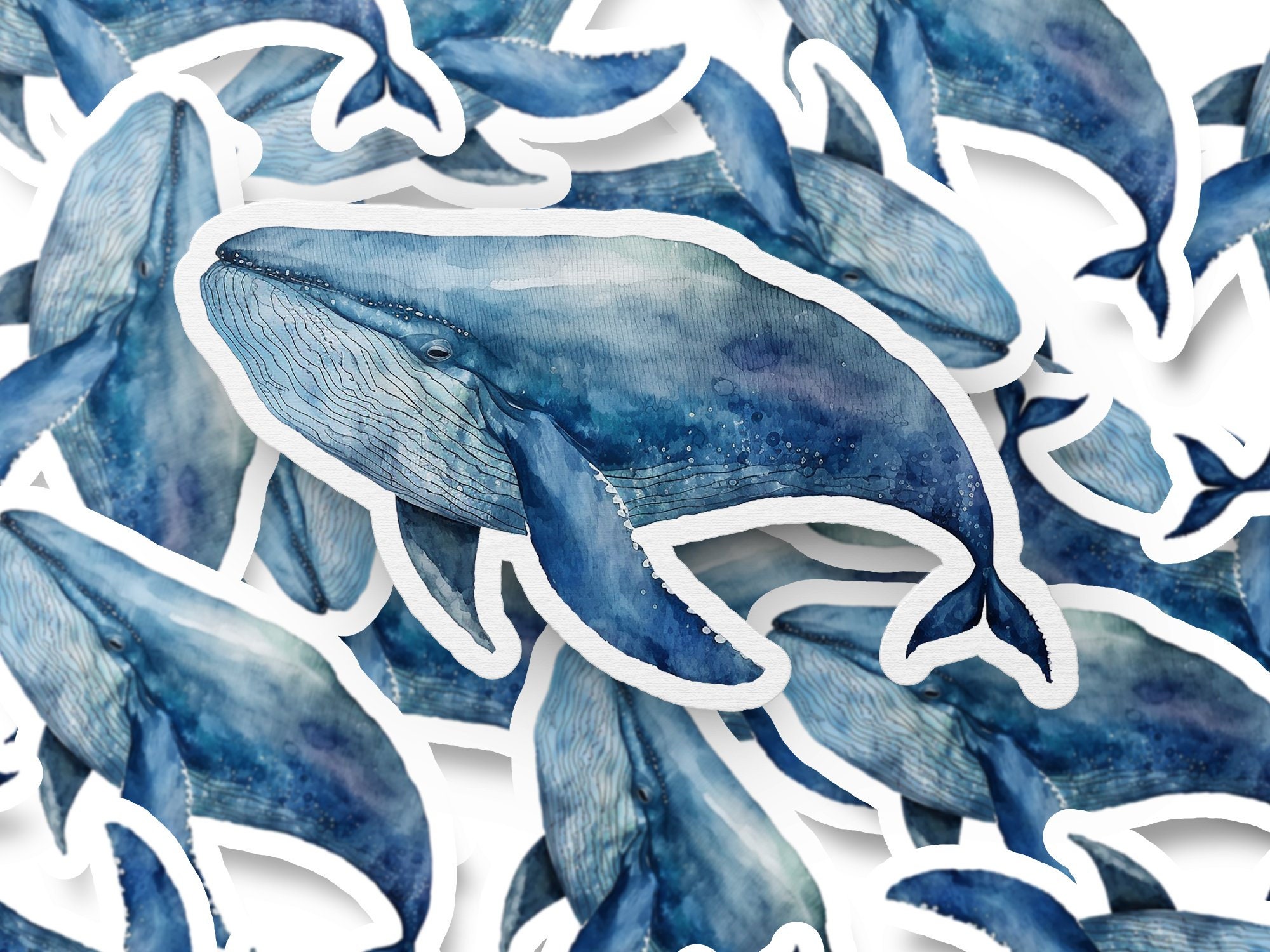 Blue Whale Sticker, Cute Animal Decal, Laptop, Car, Water Bottle ...