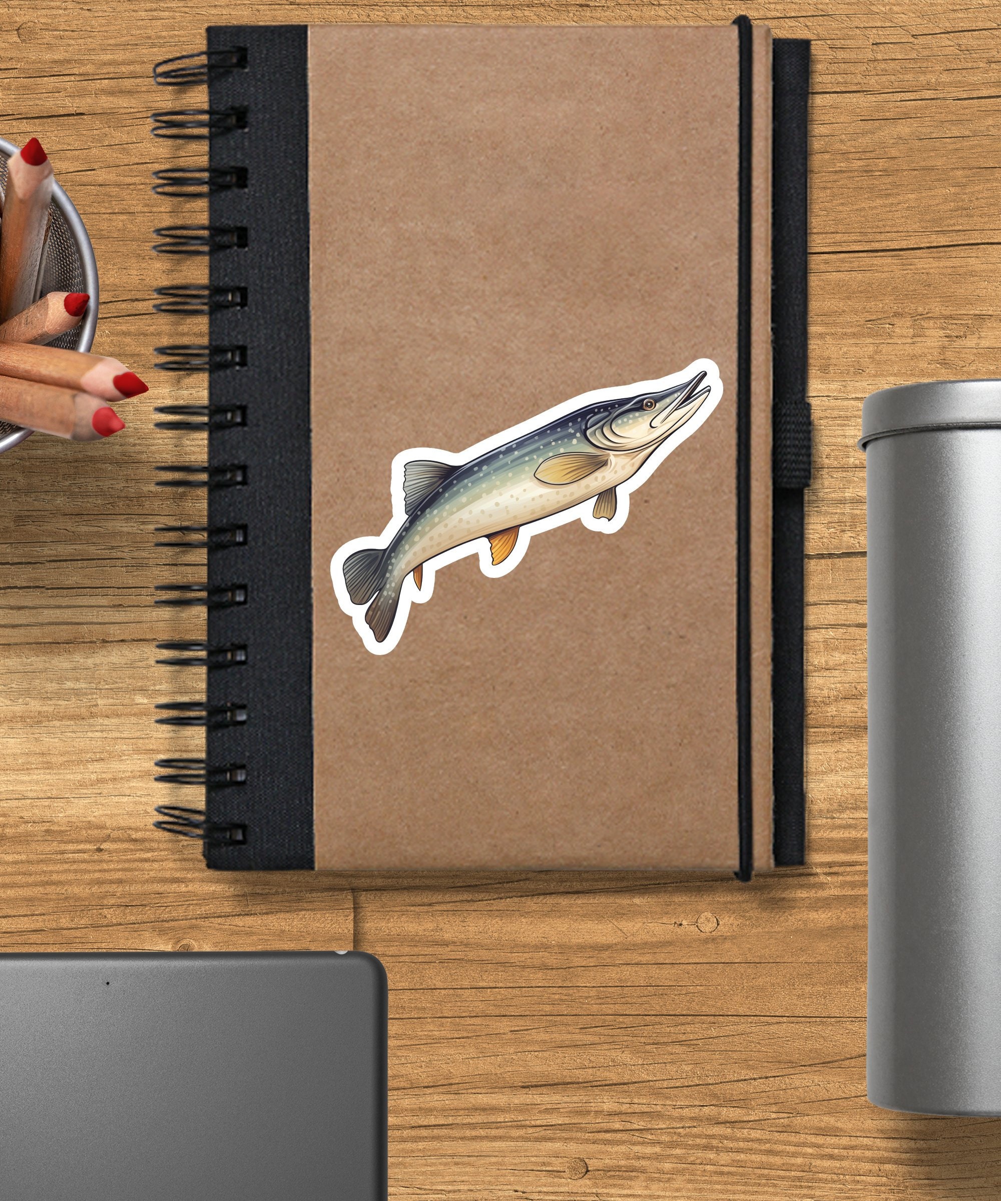Northern Pike Sticker, Animal Decal, Laptop, Car Window Decal, Water ...