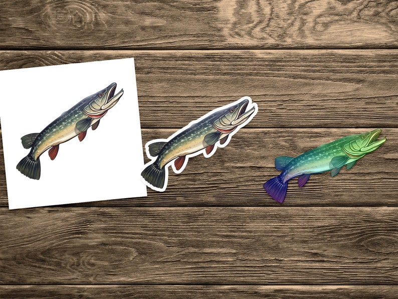 Northern Pike Sticker, Animal Decal, Laptop, Car Window Decal, Water ...