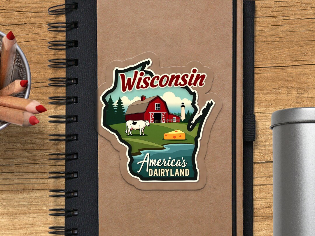 Wisconsin America's Dairyland Sticker, Fun Dairyland Travel Decal ...