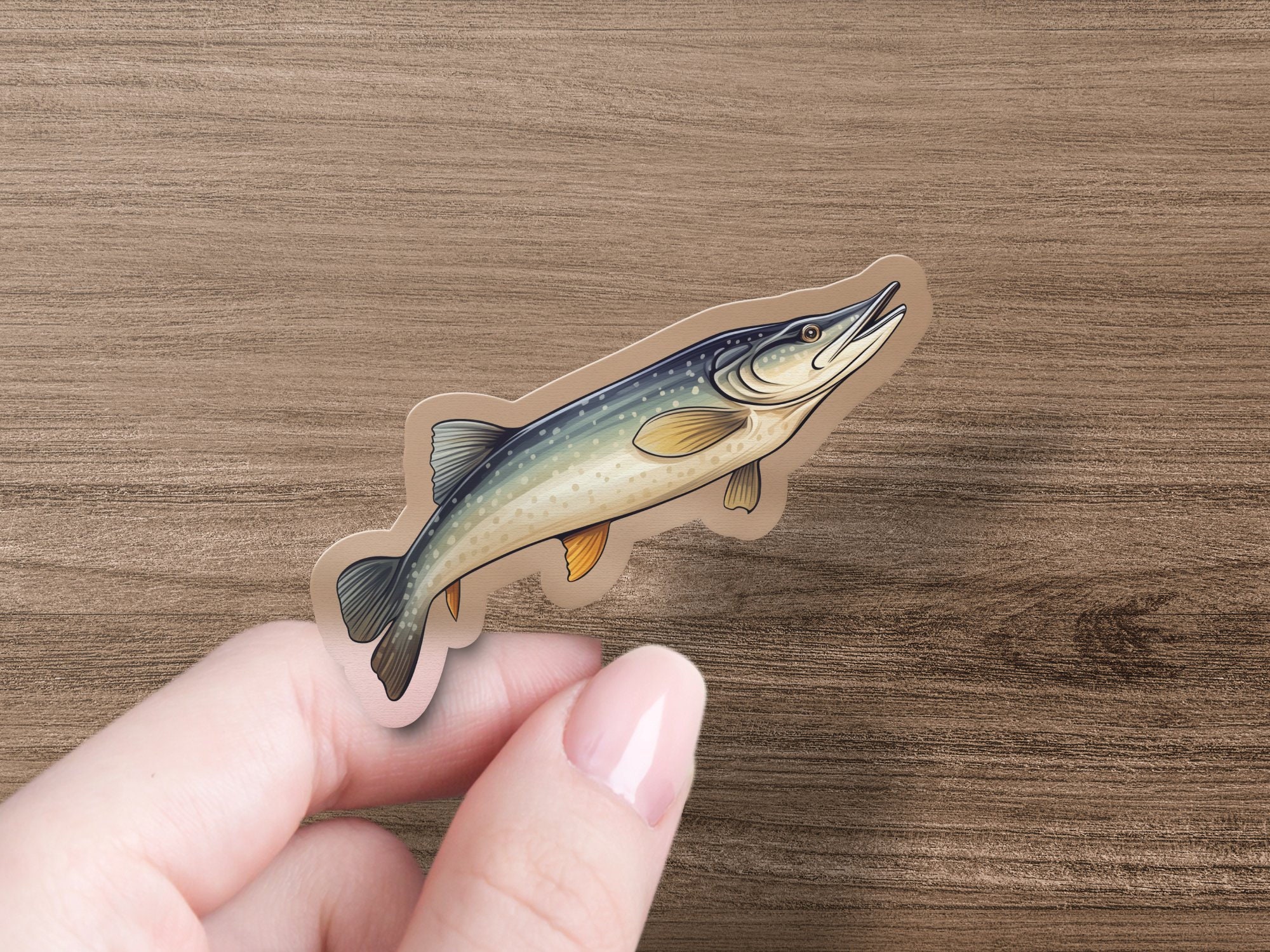 Northern Pike Sticker, Animal Decal, Laptop, Car Window Decal, Water ...