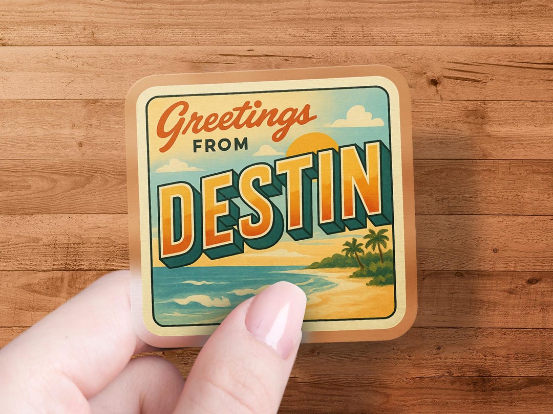 Greetings From Destin Sticker, Vintage Travel, Beach Vacation Decal ...