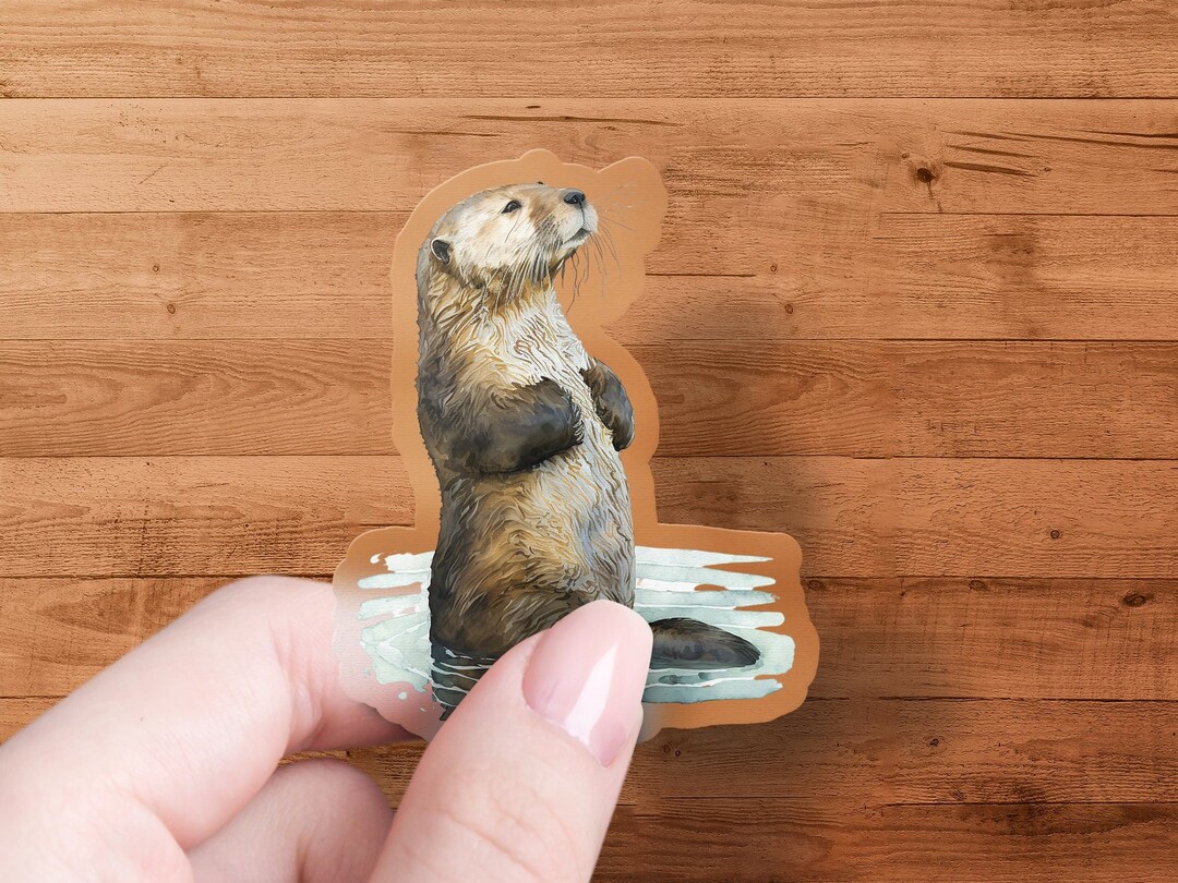 Sea Otter Sticker, Die Cut Vinyl Sticker, Ocean Animal Stickers, Beach ...