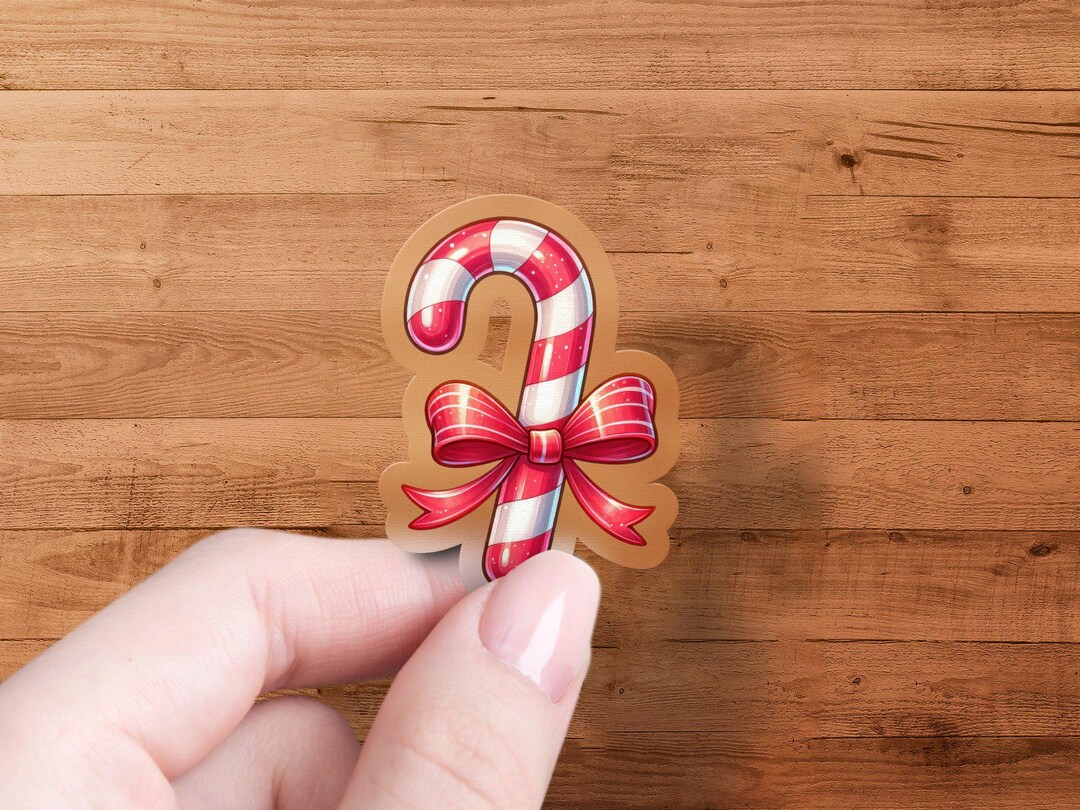 Christmas Candy Cane Sticker, Cute Kawaii Stickers, Holiday Decor ...