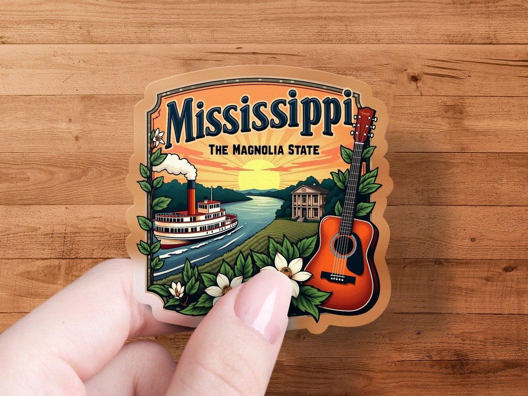 Mississippi the Magnolia State Sticker, Mississippi State Souvenir ...