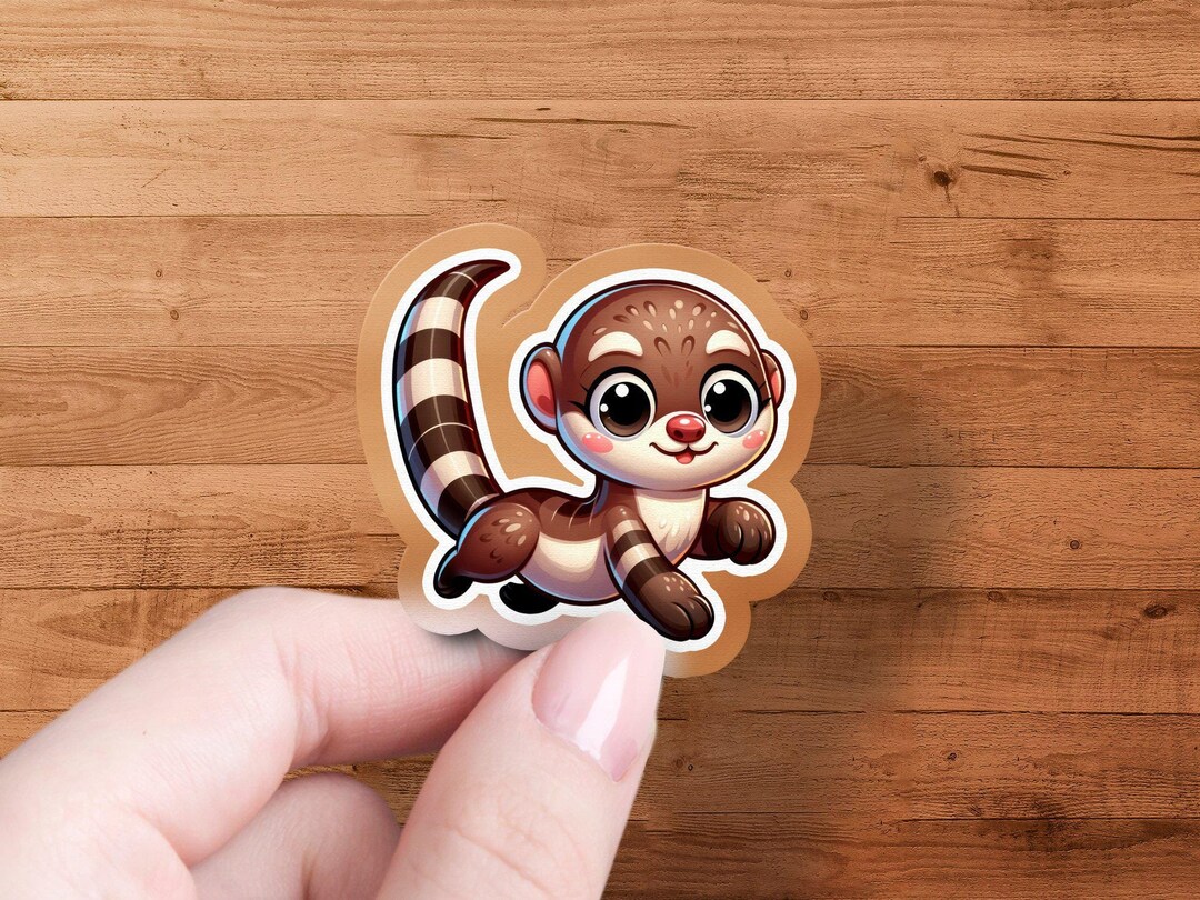 Cute Mongoose Sticker, Fun Waterproof Sticker, Adorable Animal Sticker ...