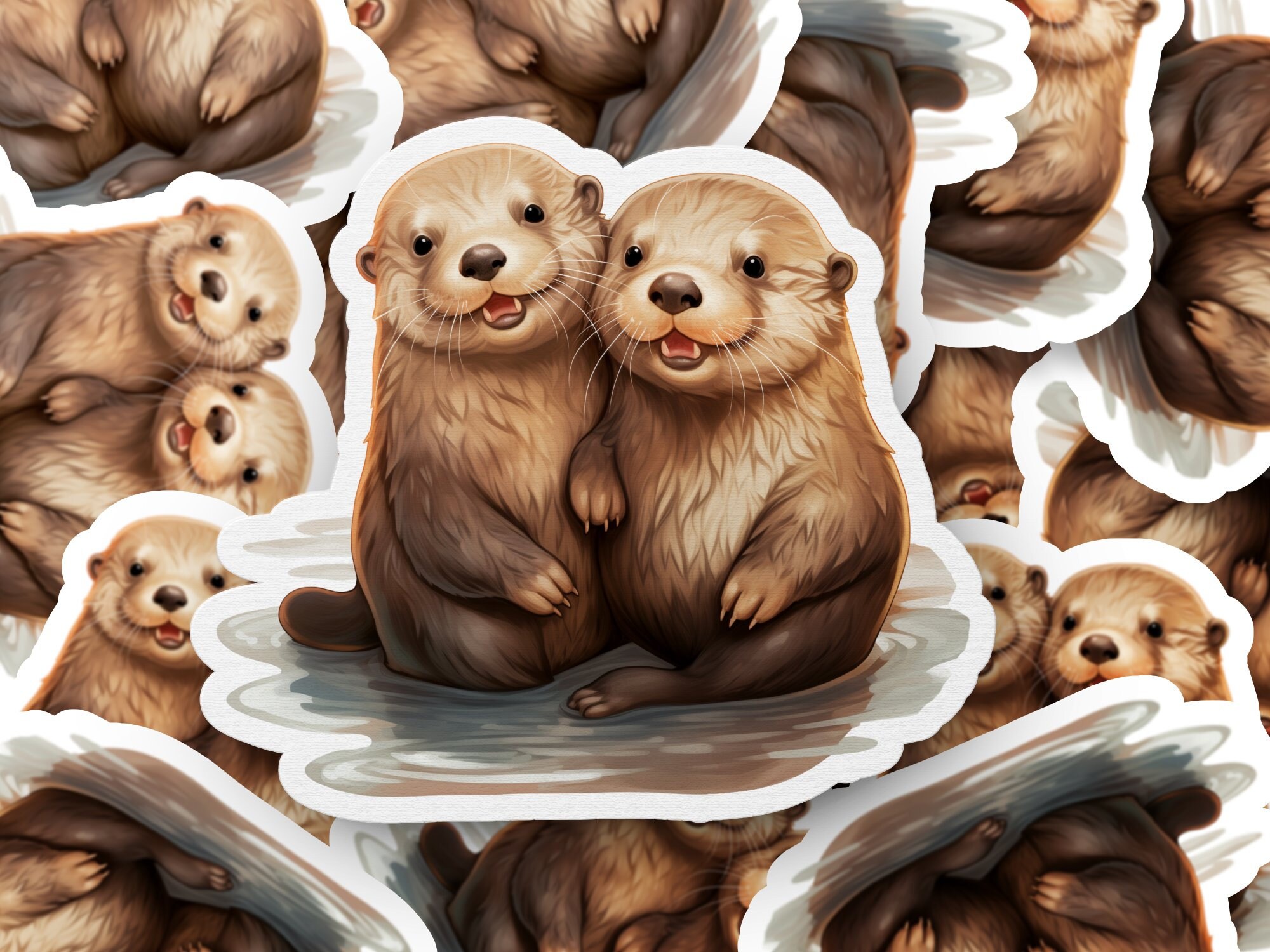 Cute Otter Sticker, Adorable Animal Decal, Water-resistant, Laptop and ...