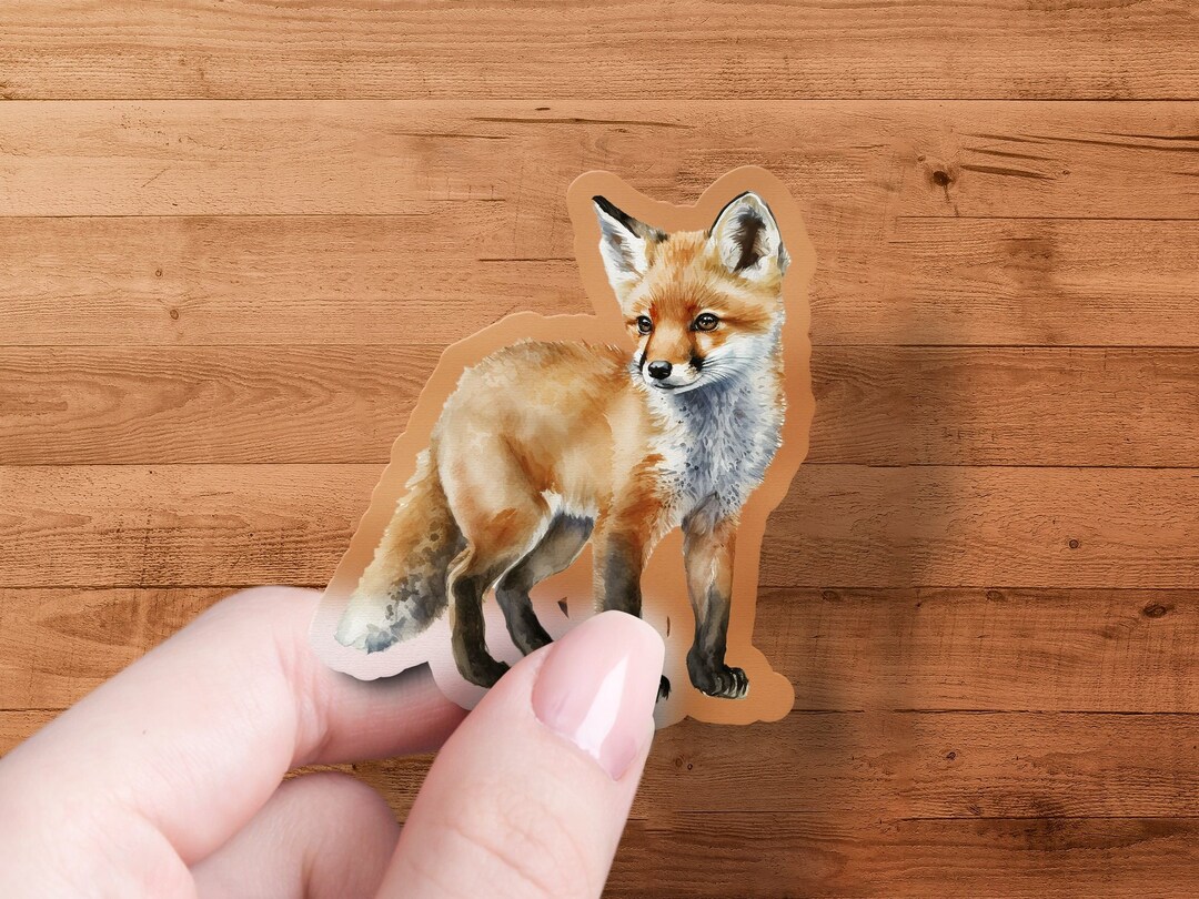 Baby Fox Sticker, Cute Animal Decal, Laptop, Car, Water Bottle, Premium ...