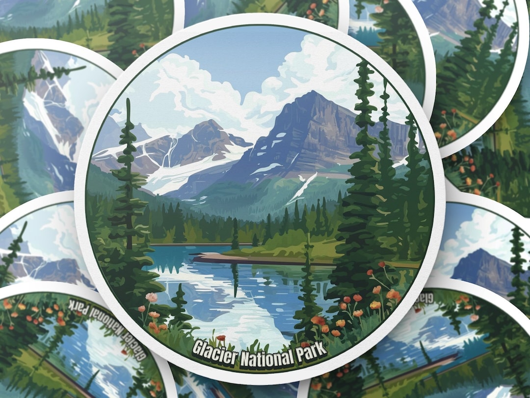 Glacier National Park Sticker, Scenic Mountain Lake Vinyl Decal ...