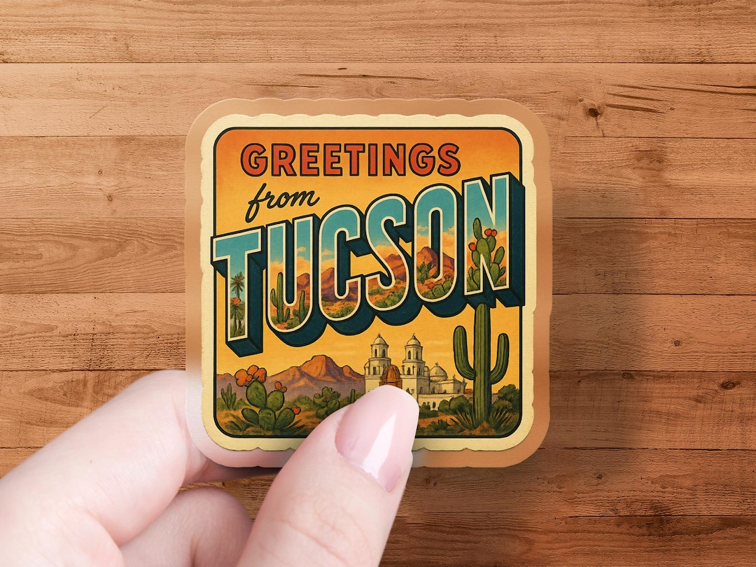 Greetings From Tucson Sticker, Retro Travel Sticker, Arizona Desert ...
