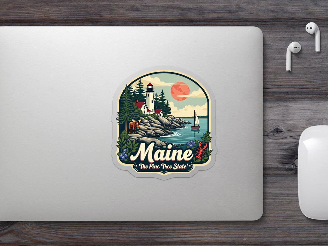 Scenic Maine Lighthouse Sticker, the Pine Tree State Sticker, Coastal ...