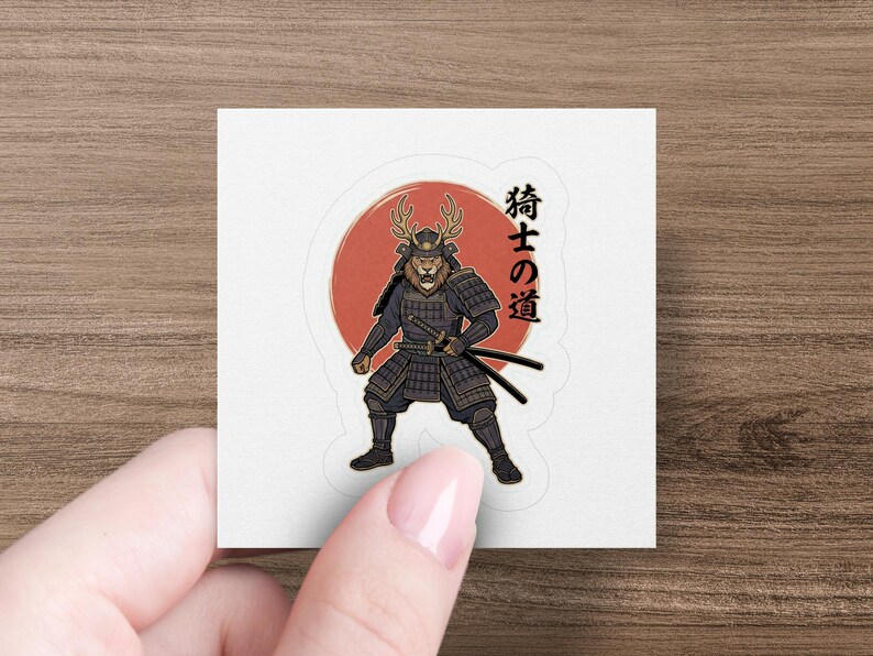 Lion Samurai Sticker, Bushido Sticker, Lion Warrior Sticker, Unique ...