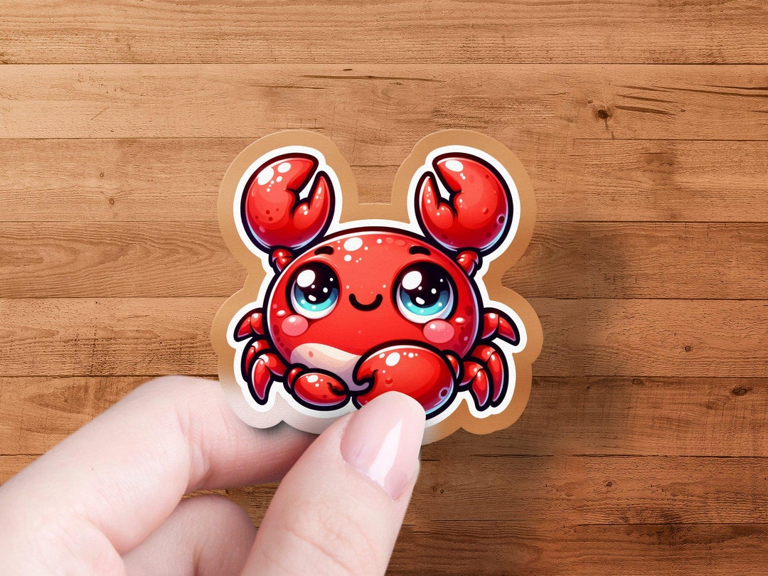 Cute Crab Sticker, Fun Animal Decal, Kids Room Decor, Summer Beach ...