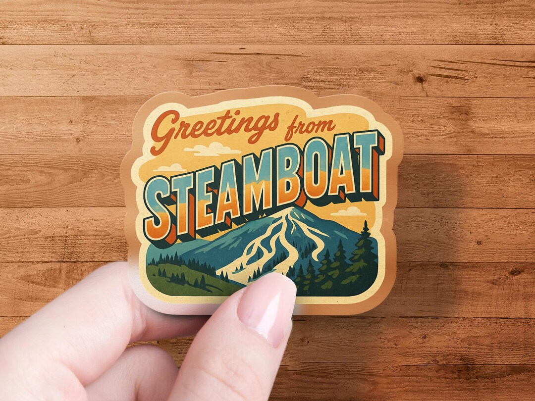 Greetings From Steamboat Sticker, Retro Travel Sticker, Ski Mountain ...