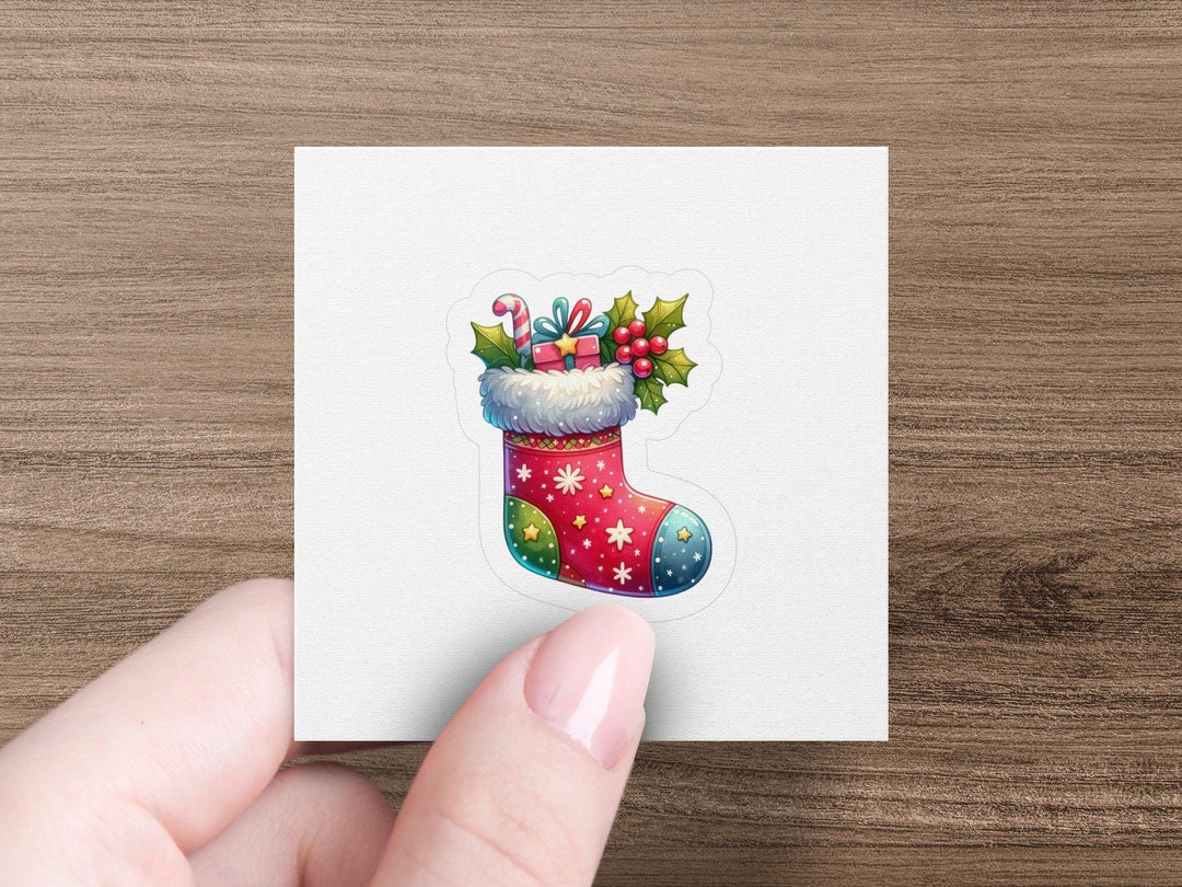 Christmas Kawaii Stocking Sticker, Holiday Gift Decor, Cute Xmas ...