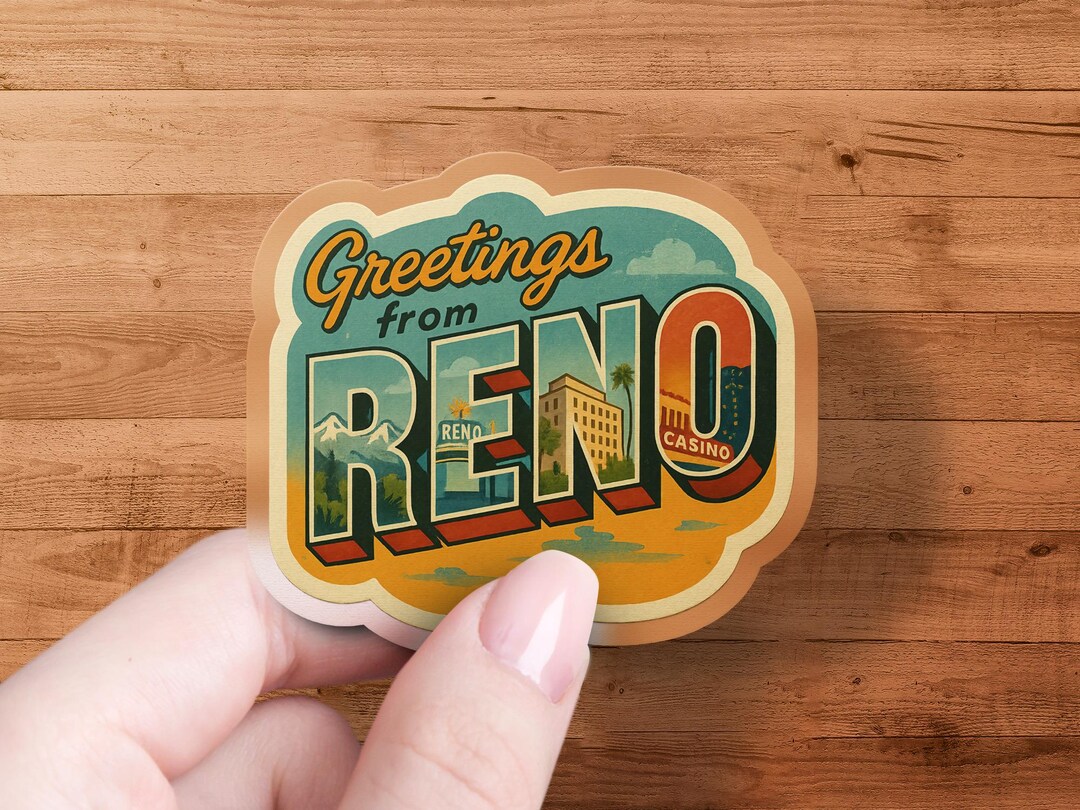 Greetings From Reno Sticker, Retro Nevada Travel Decal, Vintage Style ...