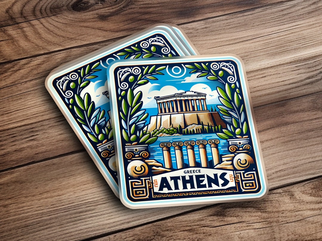 Vintage Athens Greece Sticker, Travel Luggage Decal, Laptop Decoration ...