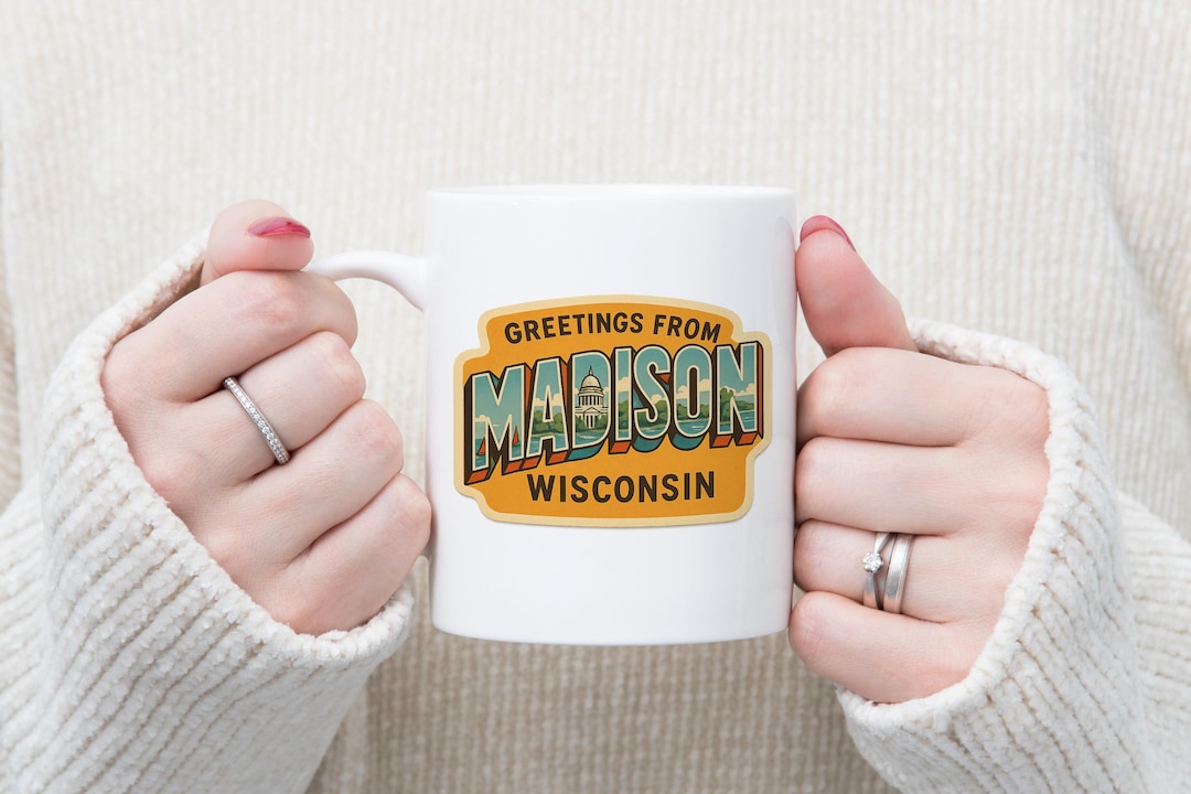 Madison Wisconsin Mug, Vintage Travel Mug, Greetings From Madison Gift ...