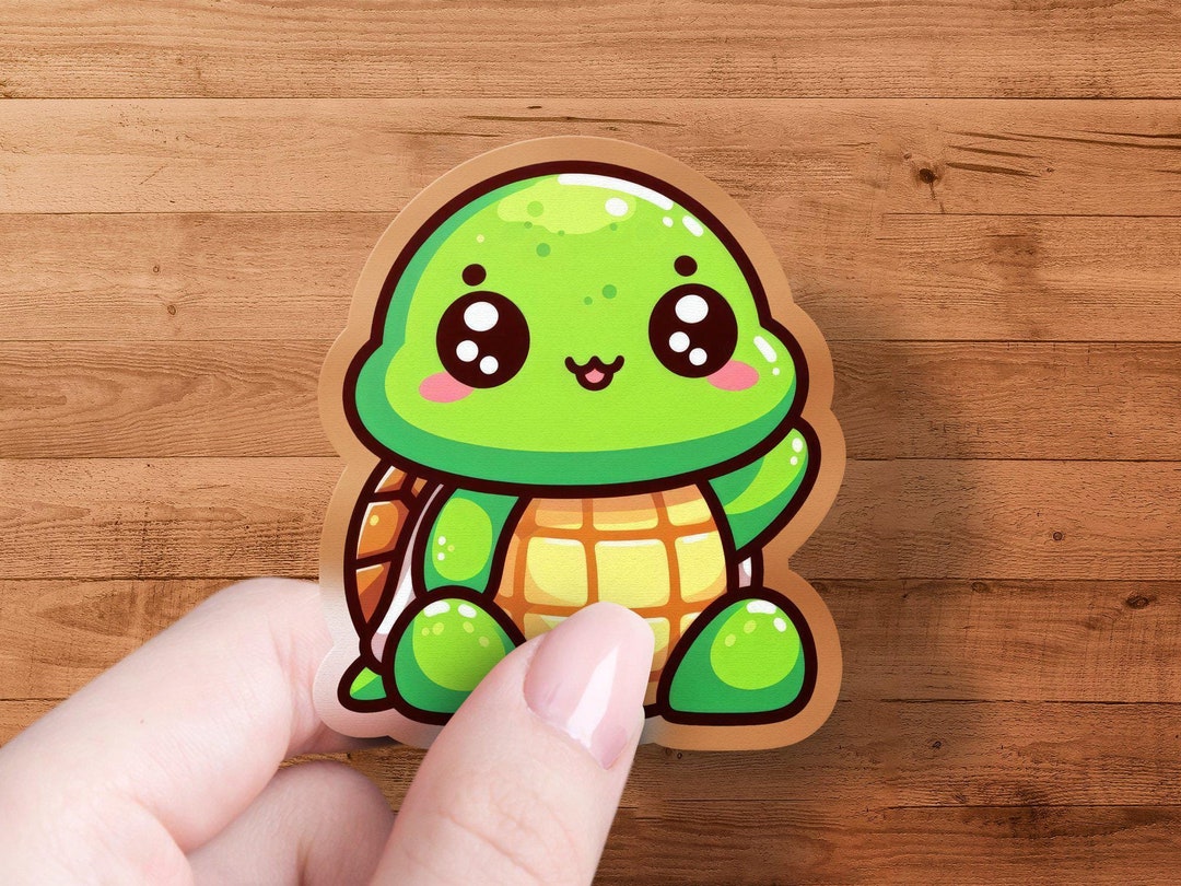 Cute Turtle Sticker, Kawaii Animal Decal, Adorable Green Turtle Sticker ...