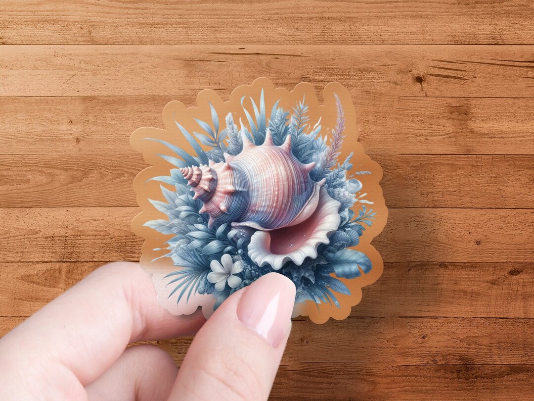 Ocean Shell Sticker, Sea Life Decal, Nautical Theme Decor, Laptop and ...