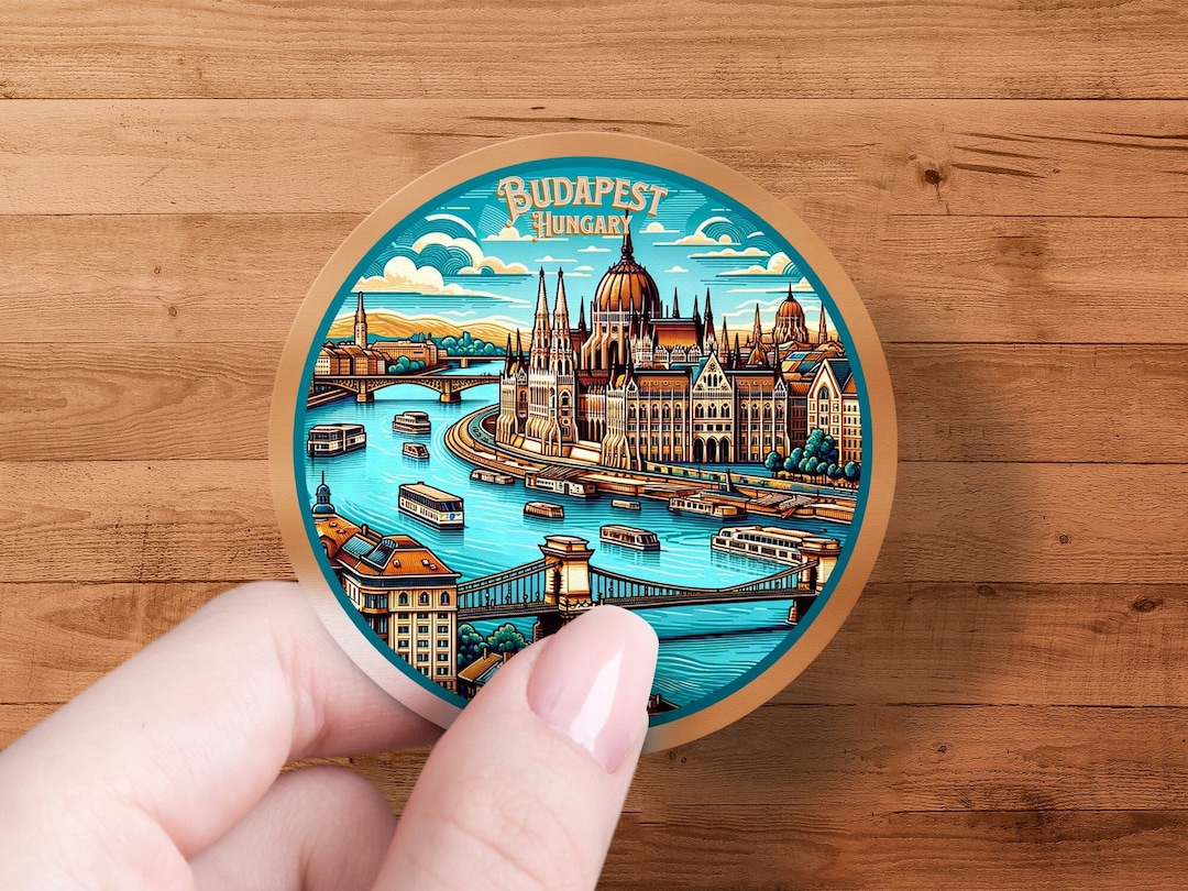 Budapest Hungary Sticker, Vintage Style Travel Decal, Laptop Water ...