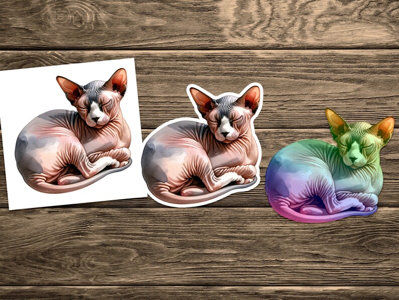 Sphynx Cat Sticker, Cute Hairless Cat Decal, Laptop and Water Bottle ...