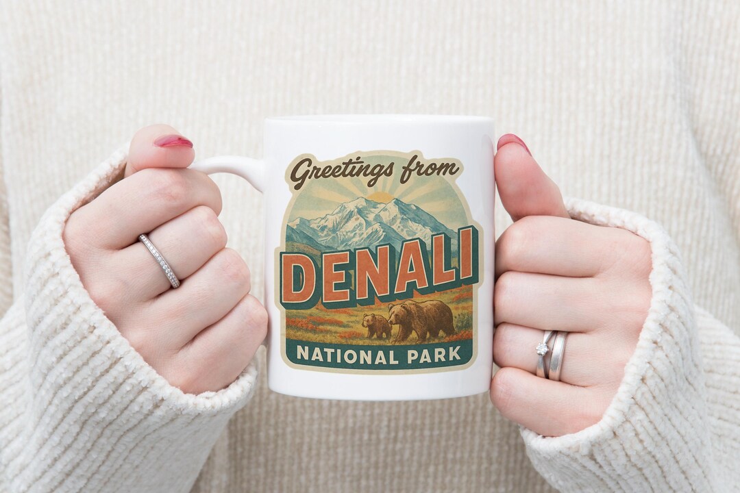 Denali National Park Mug, Alaska Travel Souvenir, Retro Style Coffee ...