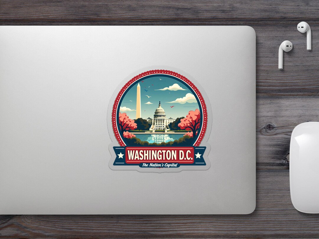 Washington DC Sticker, the Nations Capital Sticker, Vintage Travel Art ...