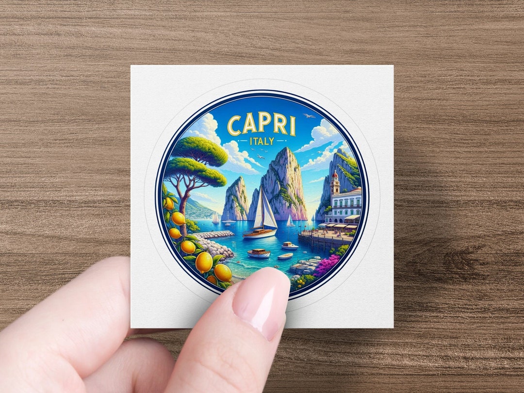 Capri Italy Vintage Travel Poster Sticker, Retro Italian Coastline ...