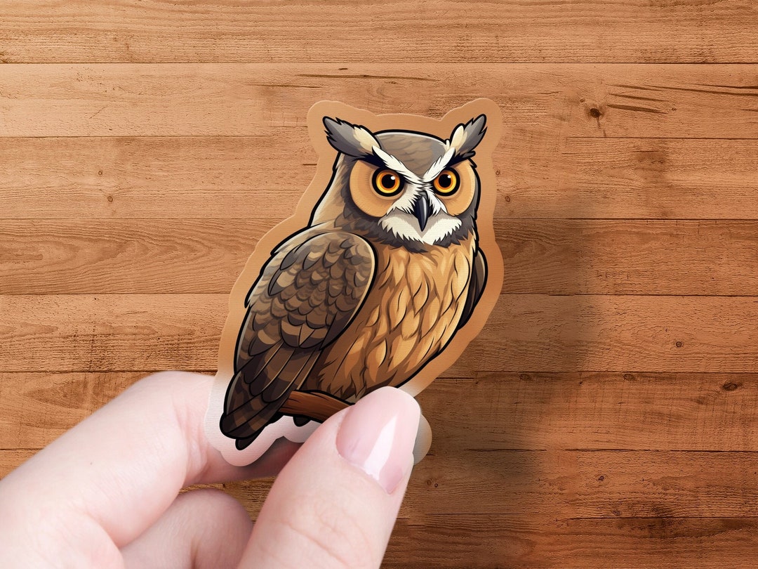 Great Horned Owl Sticker, Bird Watcher Decal, Laptop, Car Window Decal ...