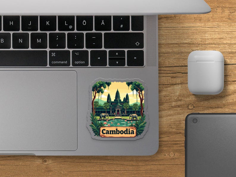Cambodia Travel Sticker, Angkor Wat Decal, Cambodia Souvenir Waterproof ...